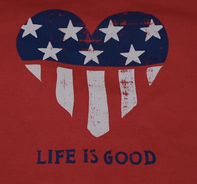 Large NWT Women's Life is Good Flag Heart USA Patriotic Red LS Crusher ...