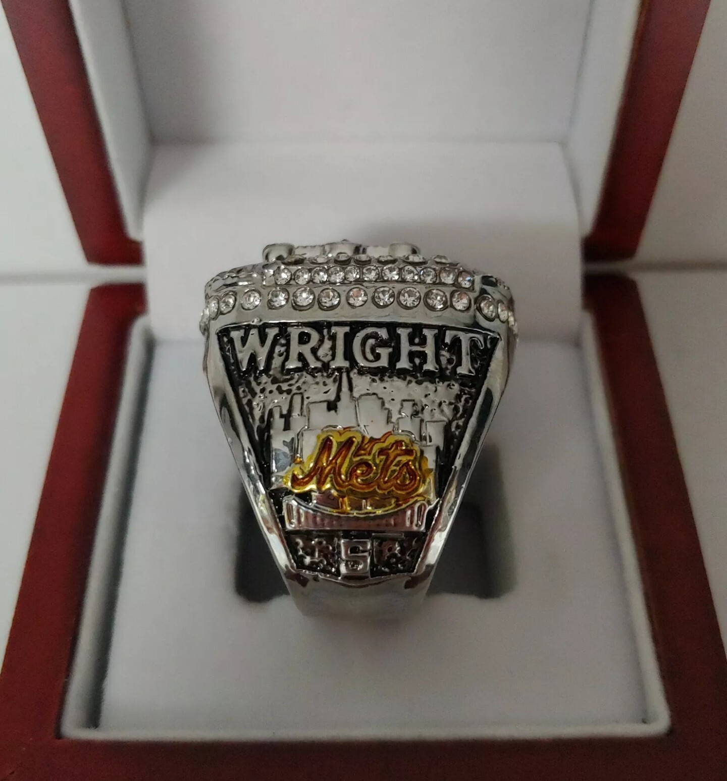 David Wright - 2015 New York Mets NL Pennant Ring With Wooden Display ...