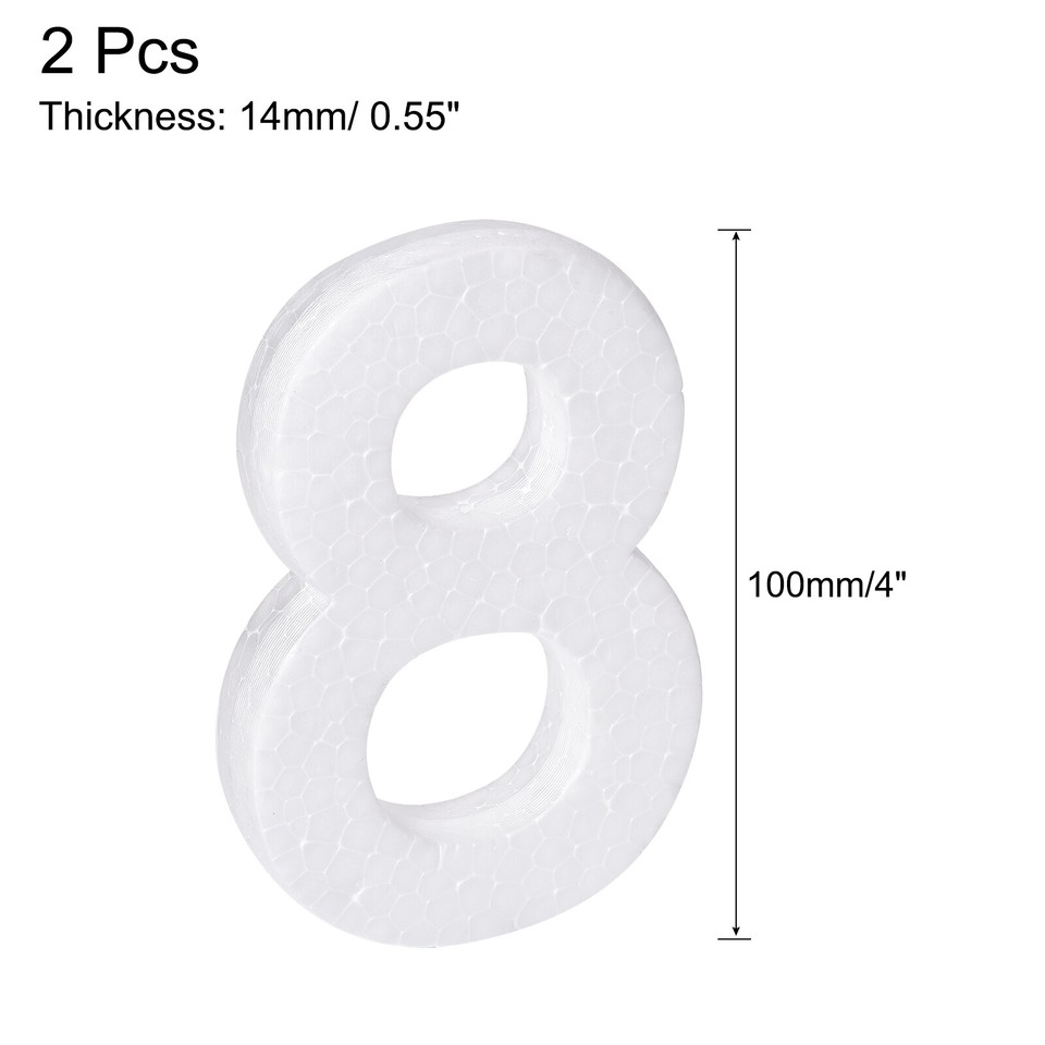 Foam Numbers 8 Numeral EPS White Polystyrene Number 100mm/4 Inch, Pack ...