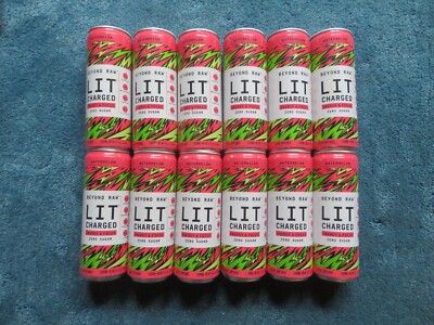 (12) Cans Beyond Raw LIT Charged Energy & Focus Watermelon Zero Sugar ...