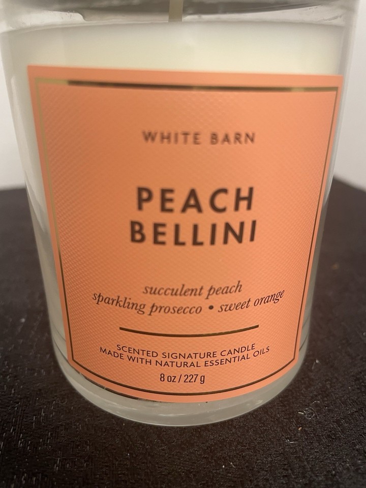 New Bath And Body Works White Barn Peach Bellini Candle Single Wick 8 ...