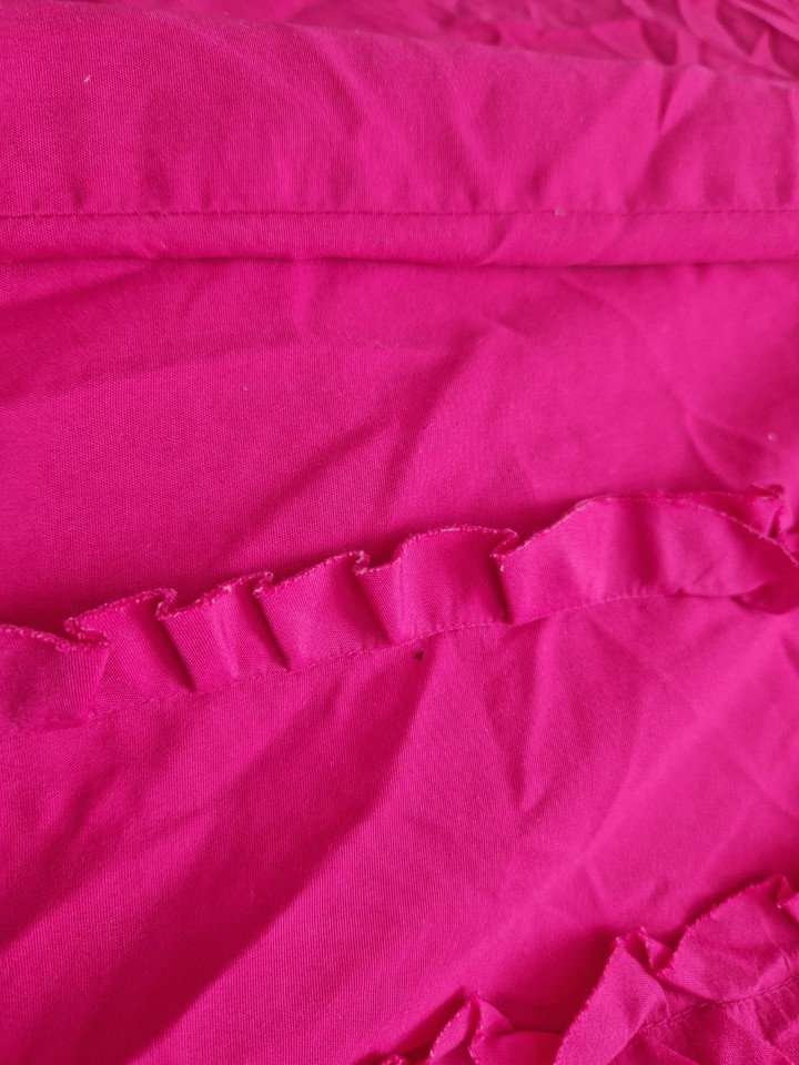 Fusia Pink Floral Frilled Cotton Blend Double Duvet Cover & Pillowcase ...