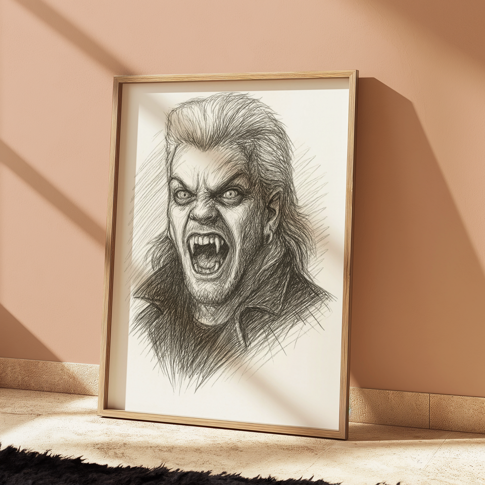 THE LOST BOYS DAVID VAMPIRE DRAWING PRINT SKETCH 8" x 10" HORROR MOVIE ...