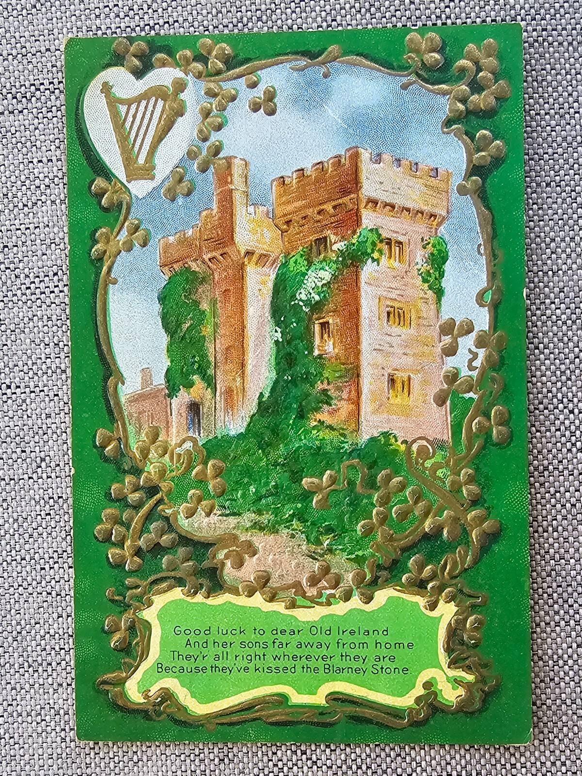 VINTAGE POSTCARD ANTIQUE EMBOSSED "IRELAND / BLARNEY STONE / ST ...