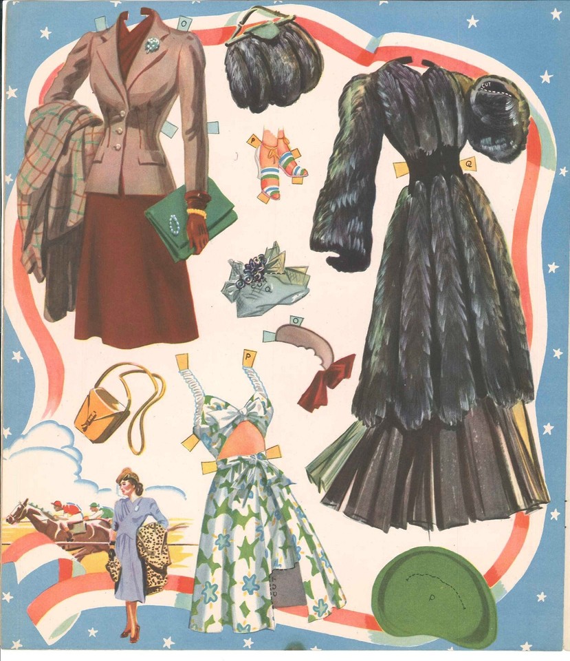 VNTGE UNCUT 1943 CLAUDETTE COLBERT PAPER DOLL SAALFIELD~PRETTY 10 PG ...