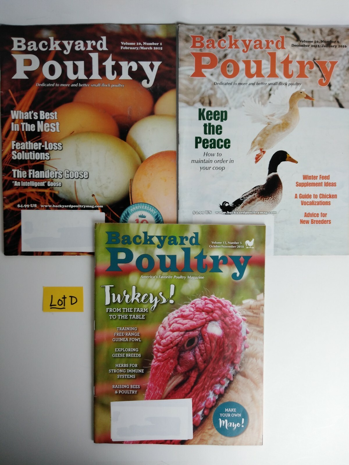Lot of 3 Backyard Poultry Magazines 2018 Vol 13 #5,2016 Vol 10 #6,2015 ...