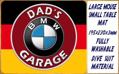 DADS GARAGE BMW GERMAN CAR OR MOTORCYCLE, MOUSE MAT OR SMALL TABLE MAT ...