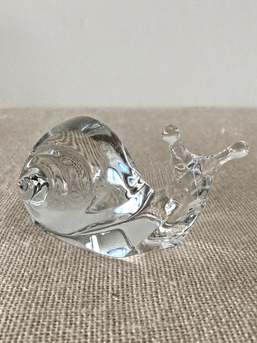 Baccarat Crystal Snail Figurine Art Glass Paperweight Flawless Patience ...