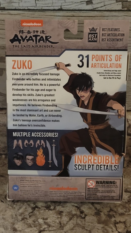AVATAR THE LAST AIRBENDER Zuko BST AXN 5" Loyal Subject Action Figure ...