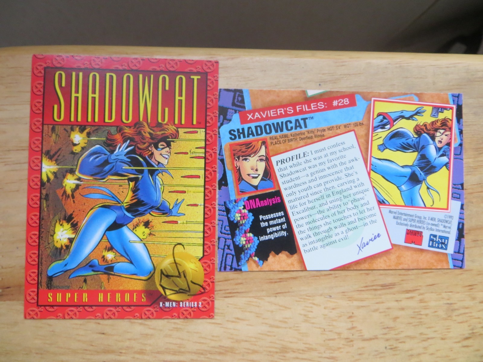 1993 MARVEL X-MEN 2 SHAOWCAT KITTY PRYDE CARD #28 SIGNED BY ALAN DAVIS ...