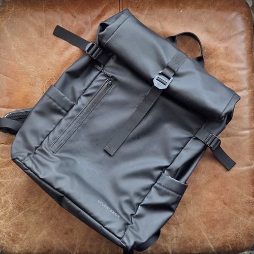 Stubble & Co 20L Roll Top Laptop Backpack - Black | eBay UK