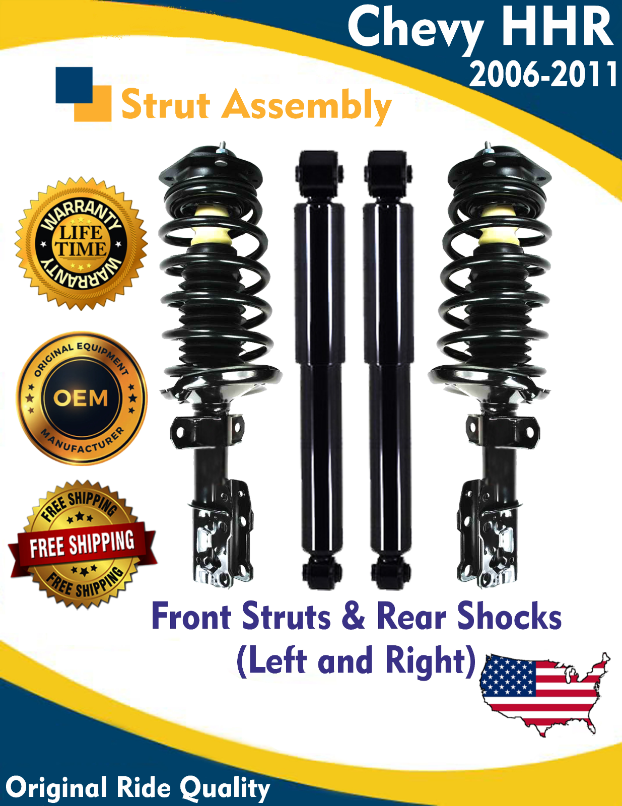 New OE Front Struts & Rear Shocks For 2006-2011 Chevrolet HHR Lifetime ...