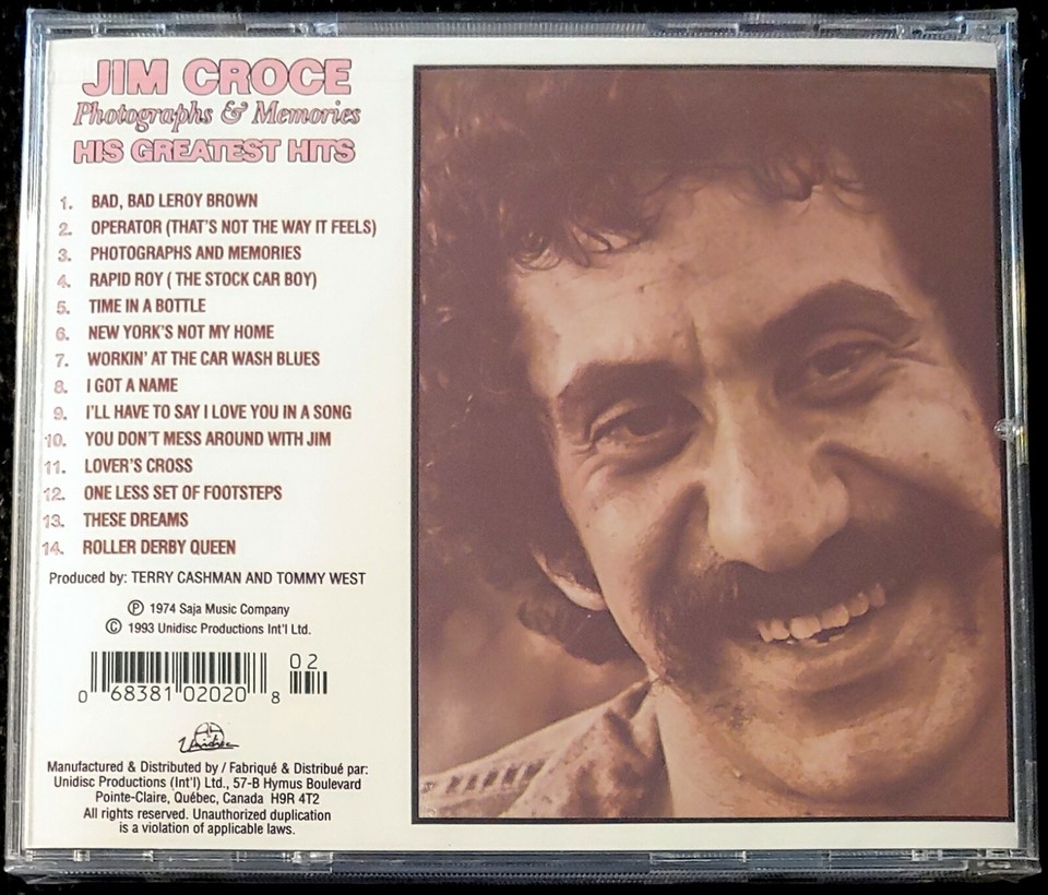 JIM CROCE ‎– PHOTOGRAPHS & MEMORIES (HIS GREATEST HITS) CD FACTORY ...