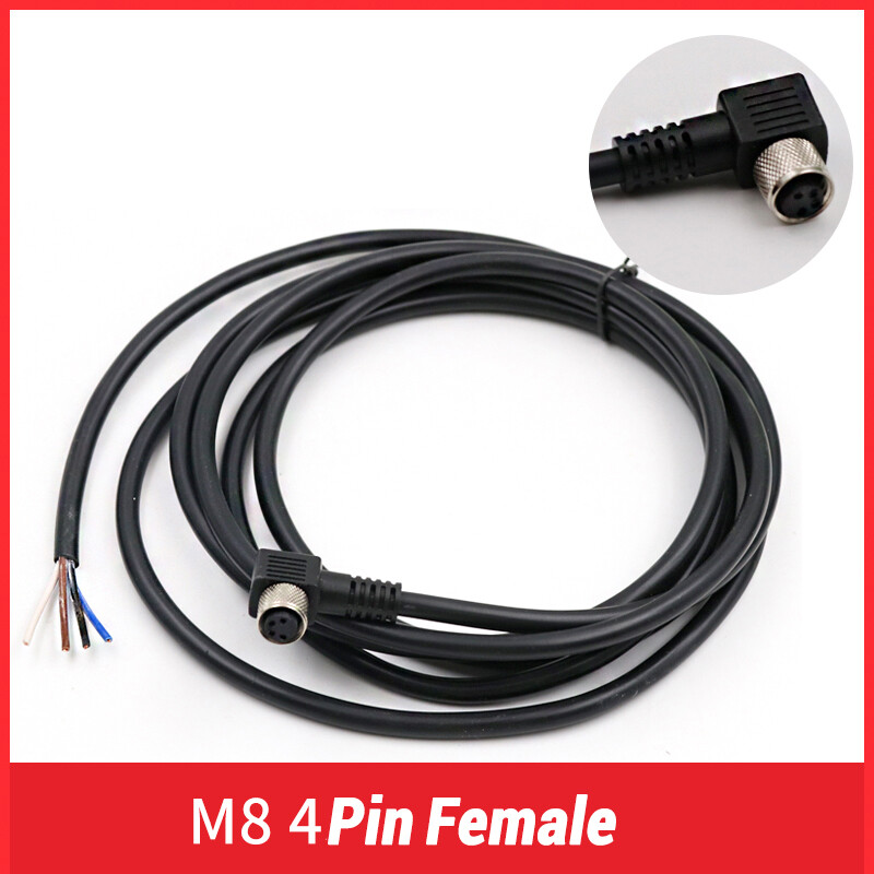 Waterproof M8 Connector Cable 3Pin 4Pin Straight/Elbow Male/Female With ...