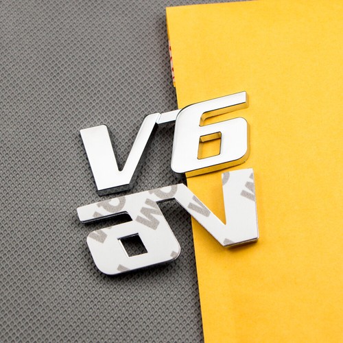 2x Metal V6 Car Trunk Tailgate Badge Chrome Turbo Engine Sport Emblem ...