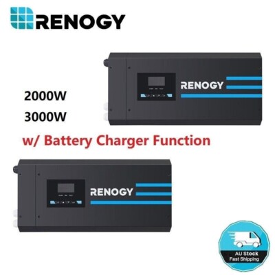 Renogy 2000W 3000W Pure Sine Wave Inverter LCD Battery Charger 12V DC ...