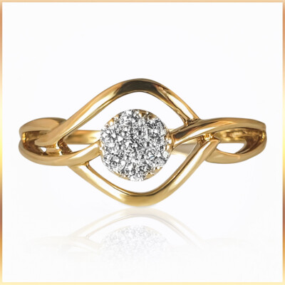 0.07TCW Intricate Bypass Cluster Diamond Ring 9K Yellow Gold Smooth ...