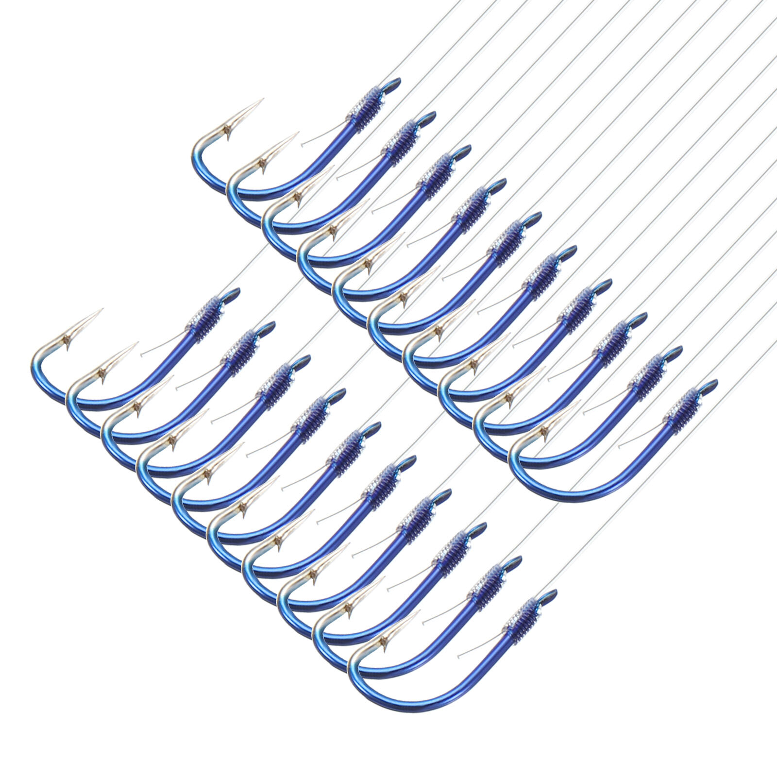 20Pcs 1# Small Fishing Hooks with 45cm Line 0.31x0.16Inch with Barb ...
