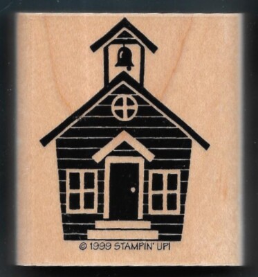 SCHOOL BUILDING BELL Church Stampin Up! 1999 Wood NEW CRAFT RUBBER ...