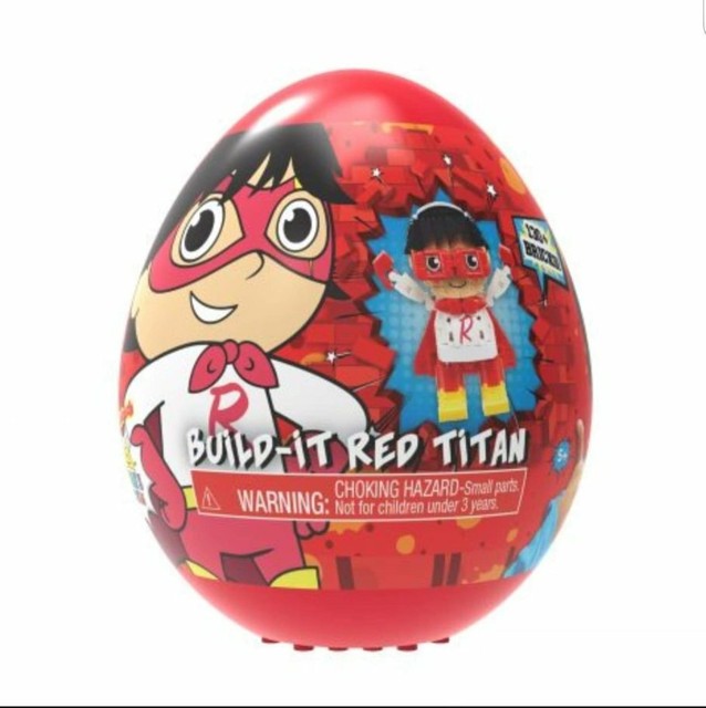 Ryan's World Build It Red TITAN 130 Building Block Set 6" Storage Egg ...