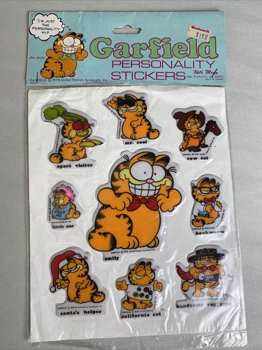 Garfield The Cat Vintage 1978 NOS Stickers Sheet Personality Sticker | eBay