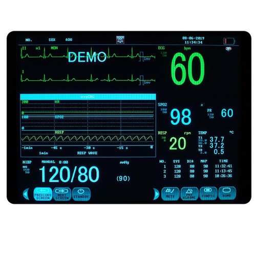 Portable 12 Inch Signs Patient Monitor ICU CCU ECG NIBP RESP TEMP SPO2 ...