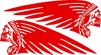 Indian Skull Bonnet Motorcycle Decal RED 4.5" x 12" No Lettering L/R | eBay
