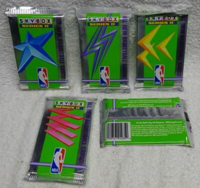 Lot of FIVE (5) - 1992 - SkyBox Series II - NBA Basketball - SEALED ...