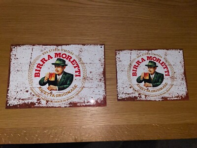 2 BIRRA MORETTI Metal Sign Mancave Shed Garage Bar Pub Beer Lager Retro ...