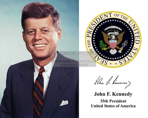 PRESIDENT JOHN F. KENNEDY SMILING PORTRAIT PRESIDENTIAL SEAL 8X10 PHOTO ...