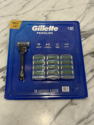 NEW GILLETTE PROGLIDE - 13 Replacement Cartridges + 1 Razor Handle ...