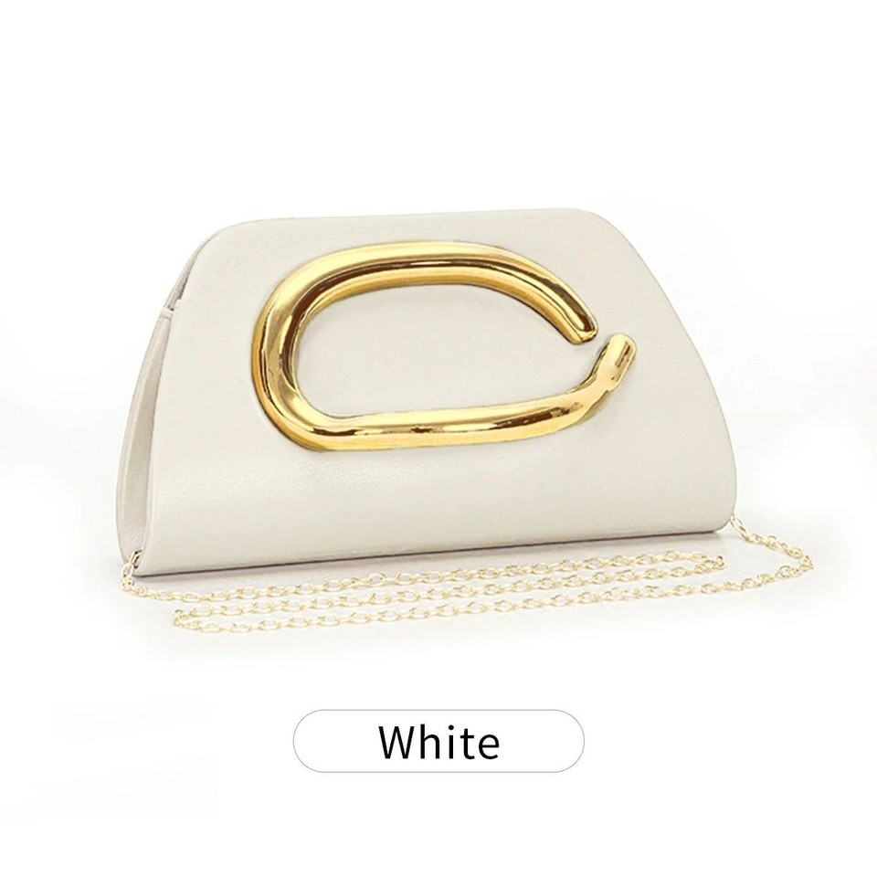 Women's Gold Metal Buckle Box Clutch Evening Party Chain Bag | eBay ...