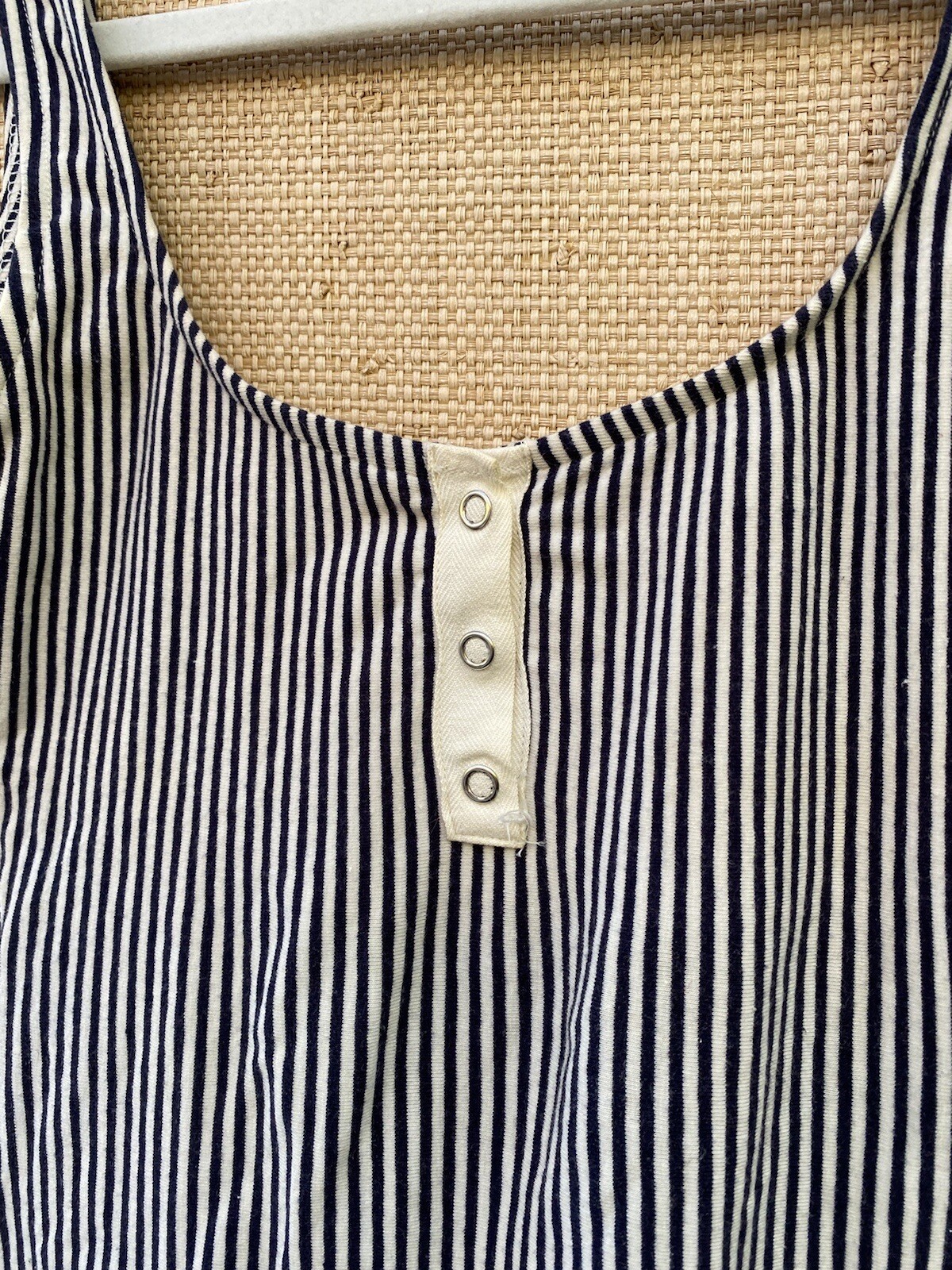 Vintage S Leotard Striped Nautical 80s Bodysuit Gem