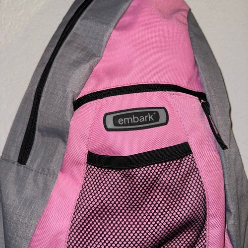 Embark Sling Backpack Over the Shoulder Single Strap Bag Pink & Gray | eBay