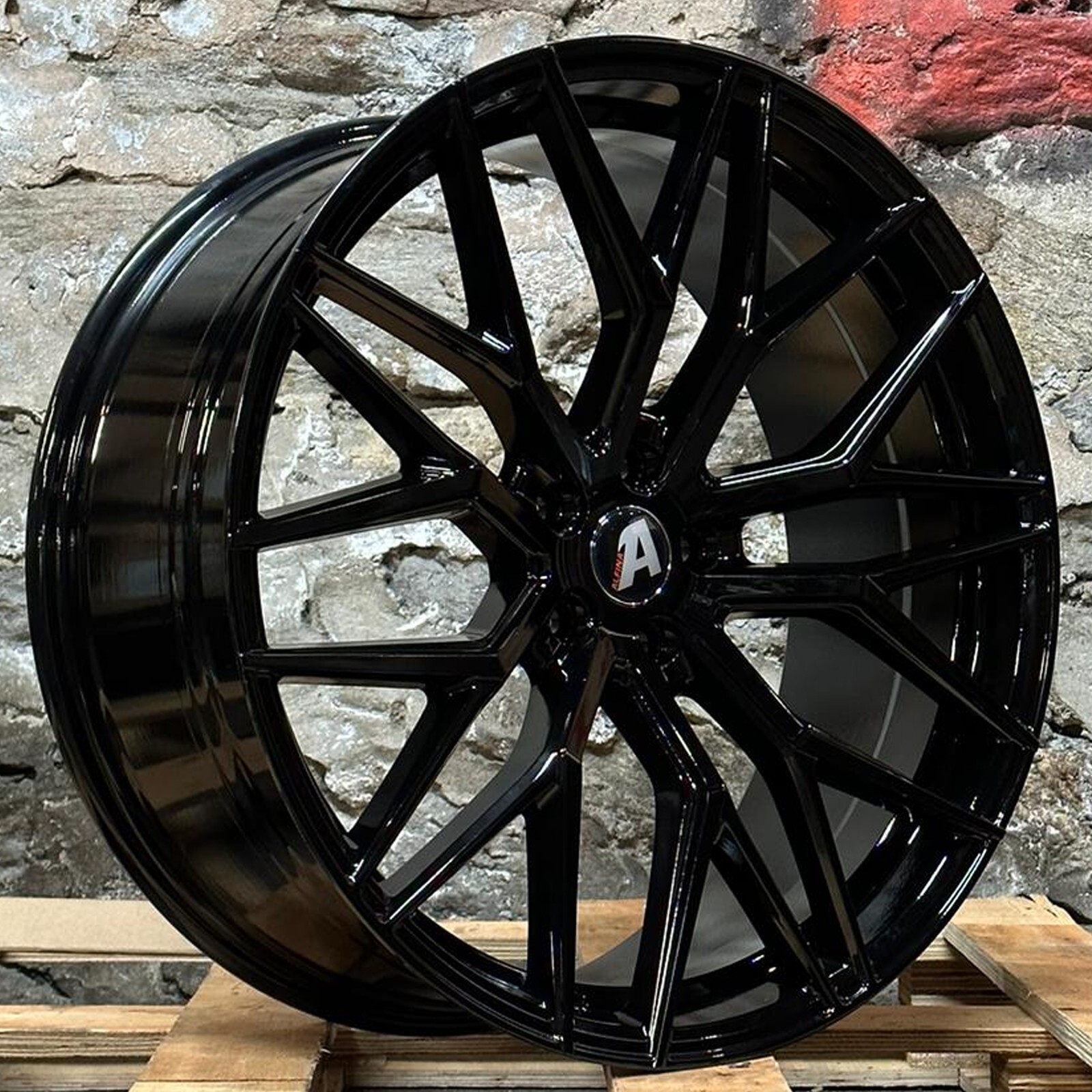 22x9 22" Wheels 5x120 +38mm Offset 74.1 Glossy Black Alfina Rims Set of ...