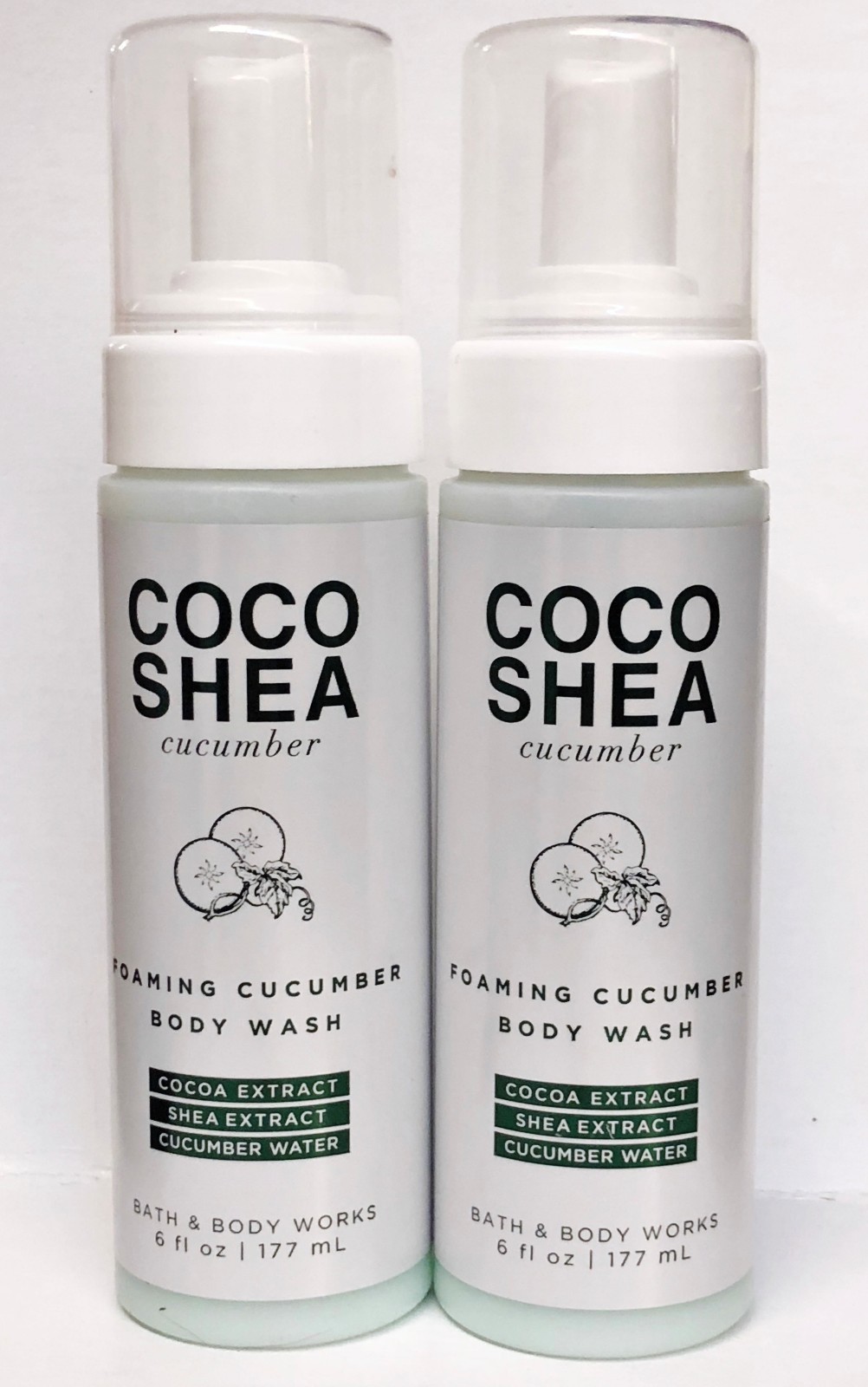 2 Bath & Body Works Coco Shea CUCUMBER Foaming Cucumber Body Wash 6 fl ...