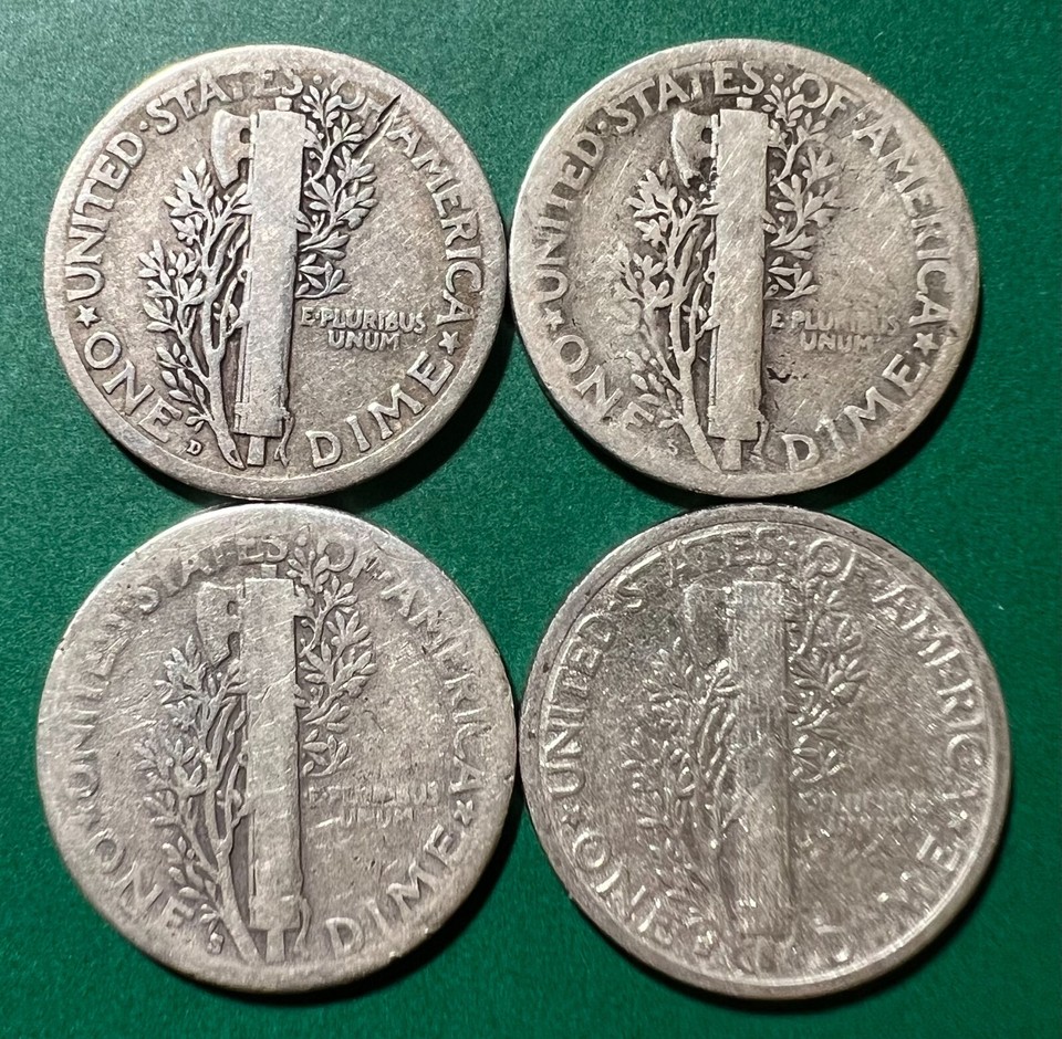 1920-D, 1925-S, 1928-S AND 1931-S SEMI KEY DATE MERCURY DIMES, SEE ...