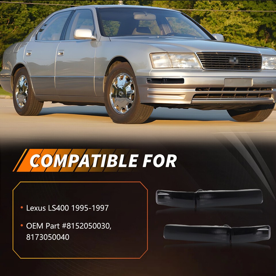 Smoked Front Parking Turn Signal Side Marker Lights For 1995-1997 Lexus ...