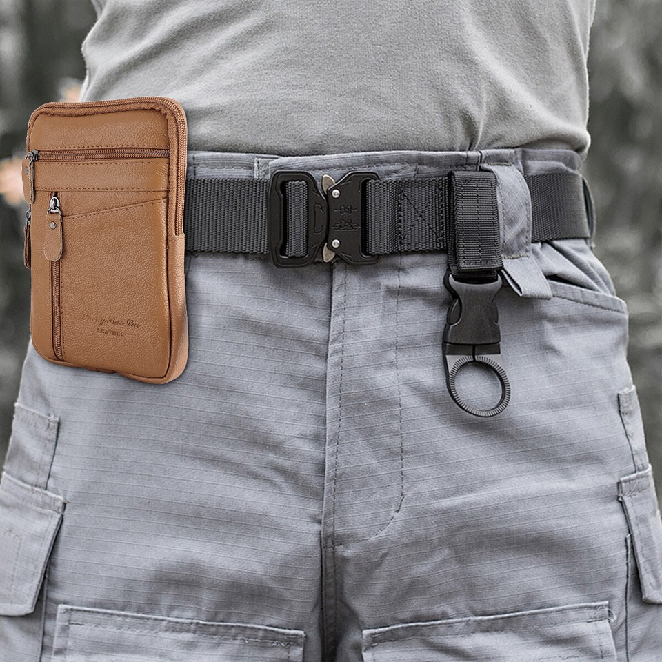 Men Leather Fashion Phone Pouch Belt Bag Shoulder Crossbody Waist Pack ...