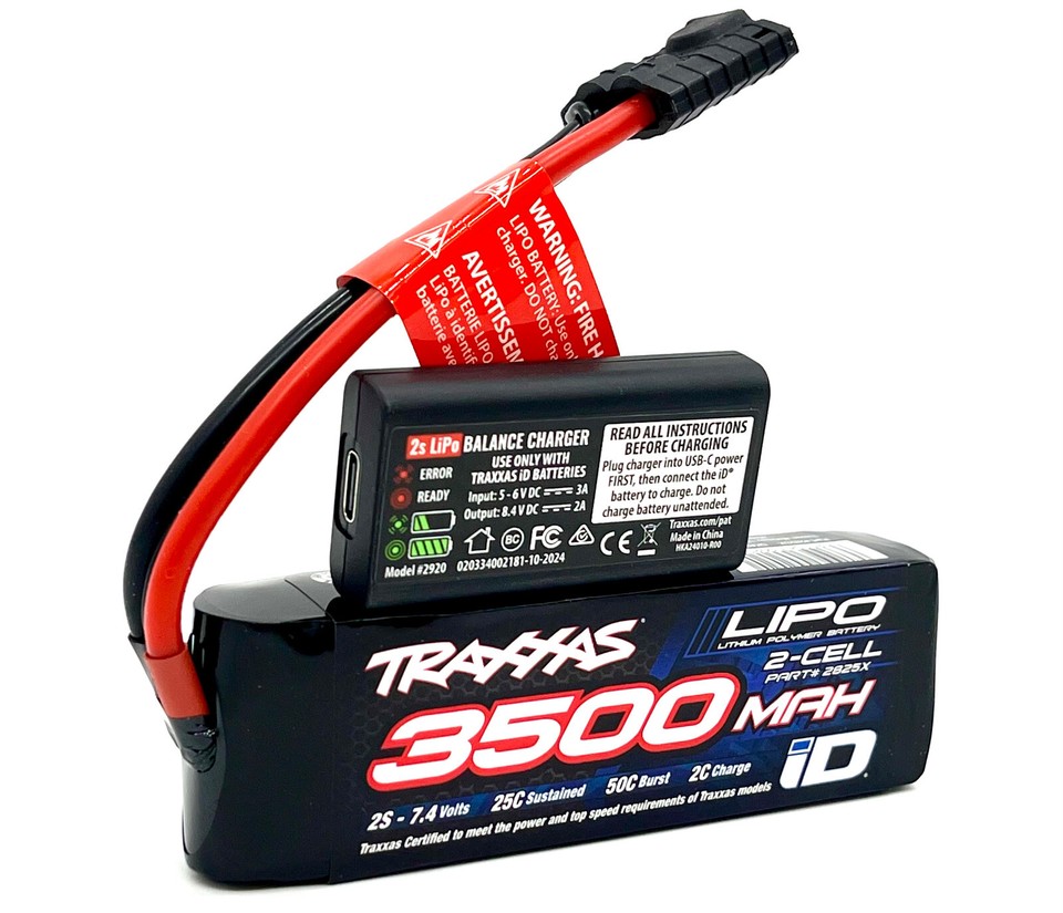 Fits Traxxas MINI-MAXX 7.4v 2s LiPo Battery & USB-C Charger (107154-1 ...