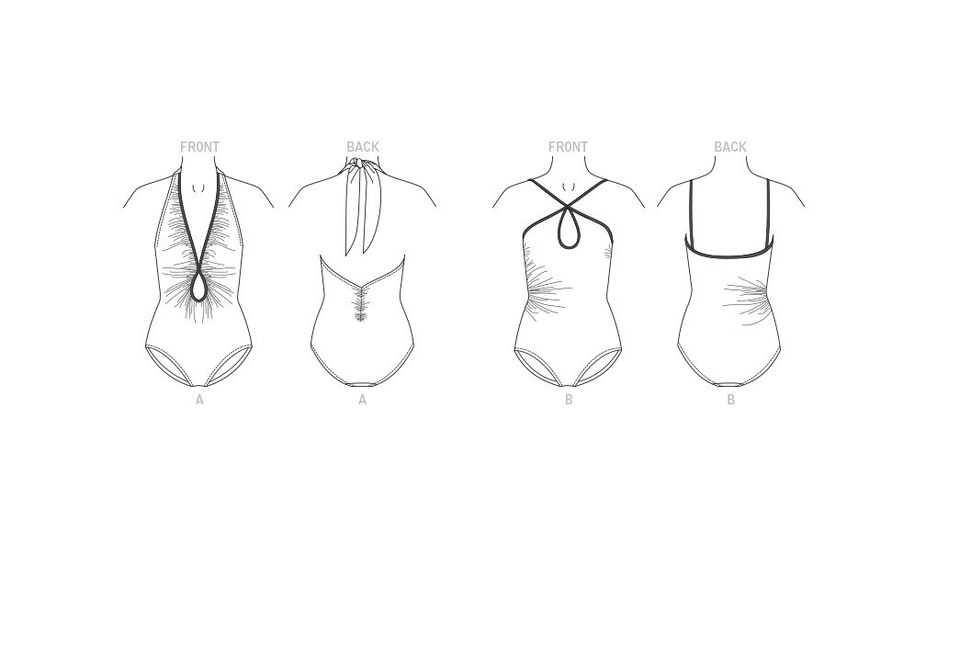 Vogue R11481 Keyhole Swimsuit Halter One-piece Swimsuit Pattern Miss ...