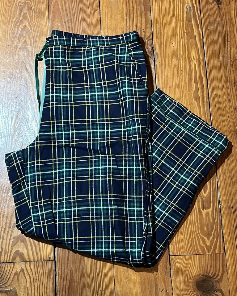 Talbots Flannel Pajamas Set Plaid Cotton Button Down Long Sleeve Top ...