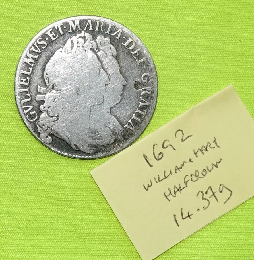 1692 Silver HALF CROWN Coin King William & Mary (1688-94) (14.37grams ...