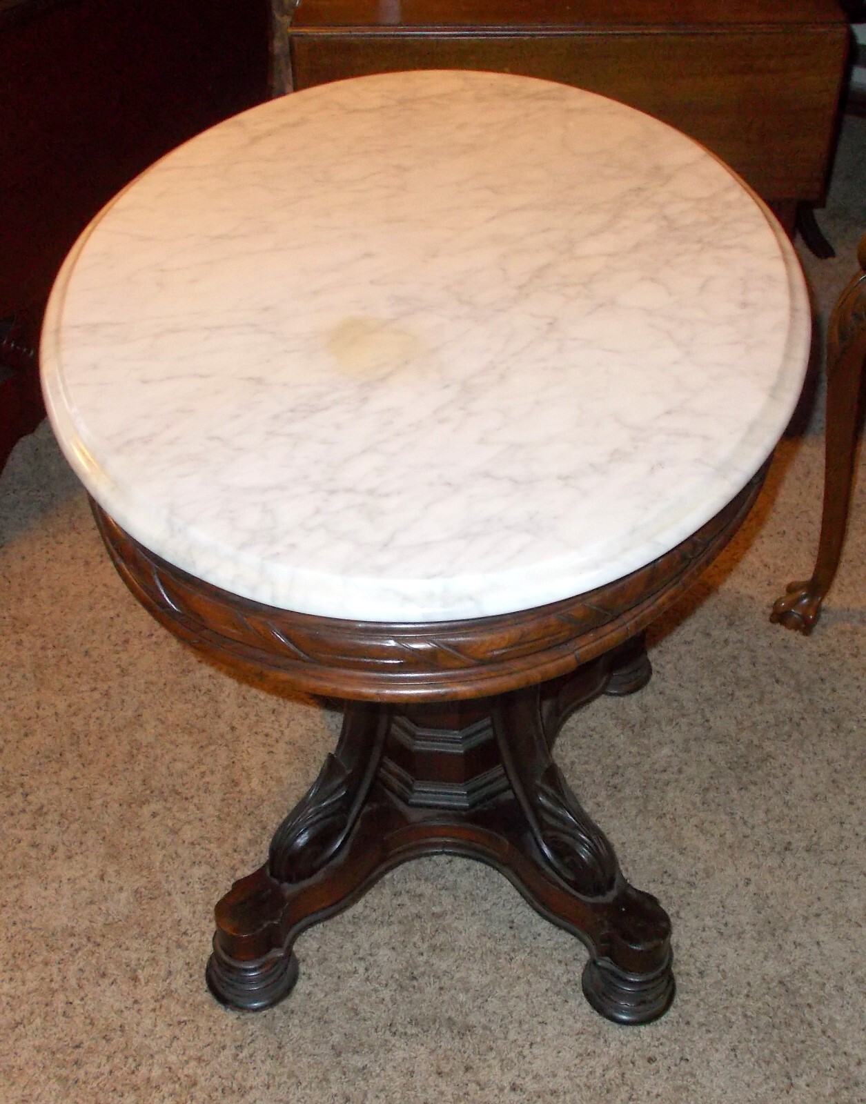 Superb VICTORIAN Center PARLOR TABLE ROSEWOOD Oval MARBLE Renaissance ...