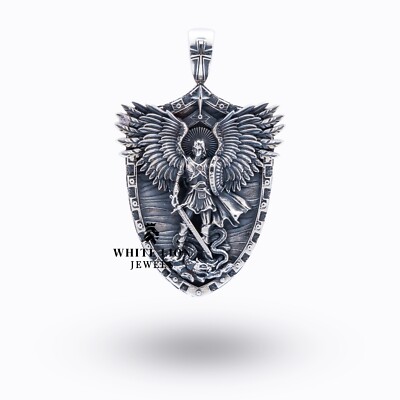 St Michael Archangel God Army Commander Orthodox Shield Pendant 925 ...