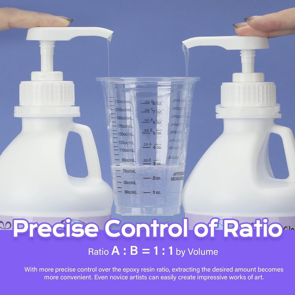 2 Gallon Epoxy Resin Kit with Pumps, Crystal Clear 2 Part Resin High ...