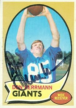Don Herrmann autographed Football Card (New York Giants) 1970 Topps ...