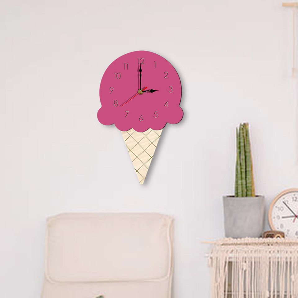 Ice Cream Wall Clock Acrylic Watch Decor Living Room Quartz Needle ...