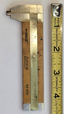 Vintage LUFKIN No. 014 Wood & Brass Caliper Ruler - MADE IN ENGLAND | eBay