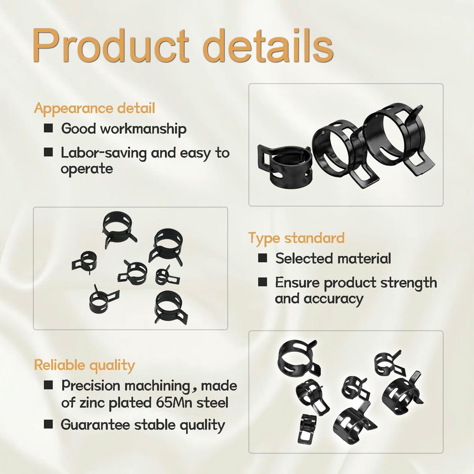 Self Clamping Spring Hose Clips Carbon Steel Clamps Sealing Radiator ...